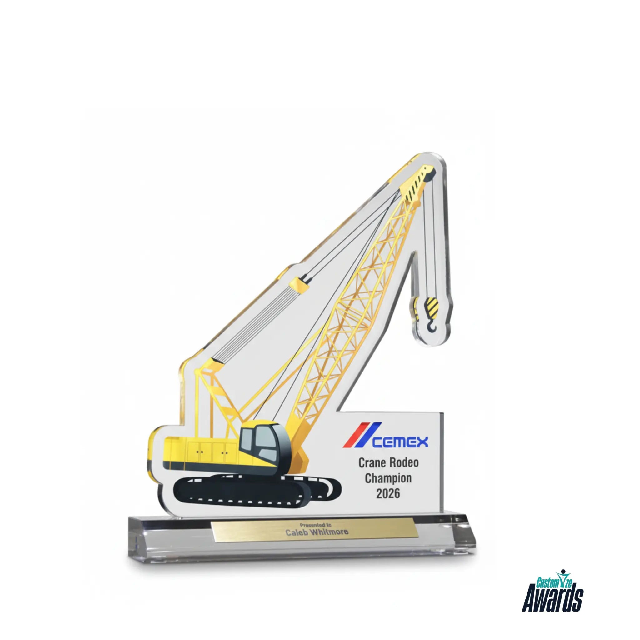 Crane Acrylic Trophy | Heavy Lifting Safety Award – Customize Awards
